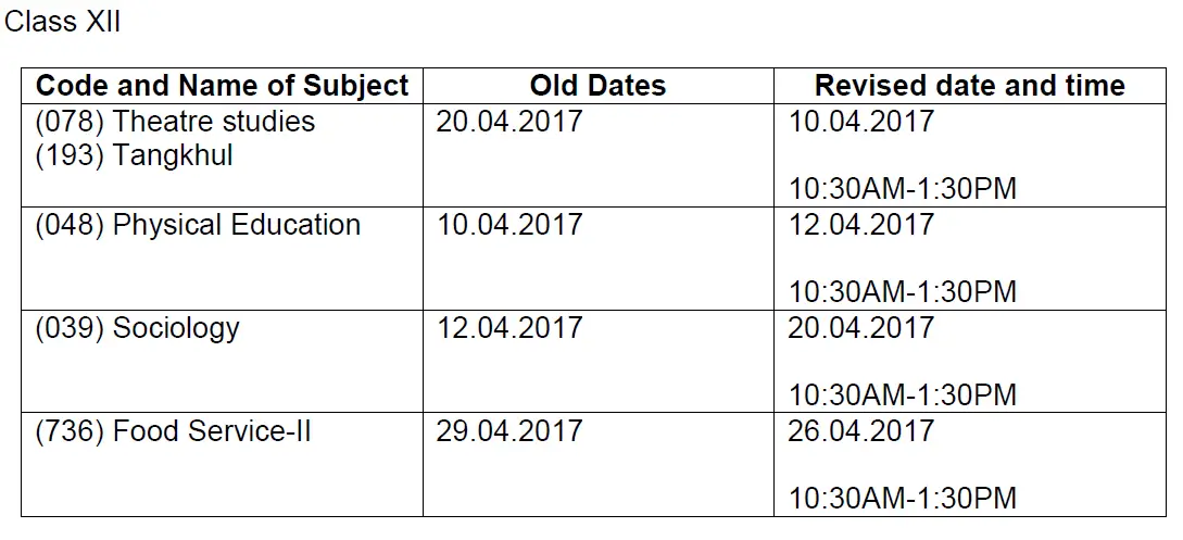 CBSE Exam Date Sheet 2017 | 10th and 12th Time Table - physicscatalyst ...