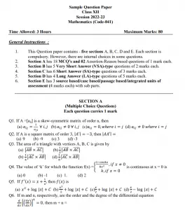 Sample Paper for Class 12 Board examination by CBSE( Updated for 2024)