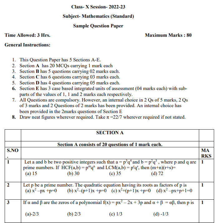 Sample Paper For Class 10 Board Examination By CBSE Updated For 2023 Sample Paper For Class 10 Board Examination By CBSE Updated For 2023