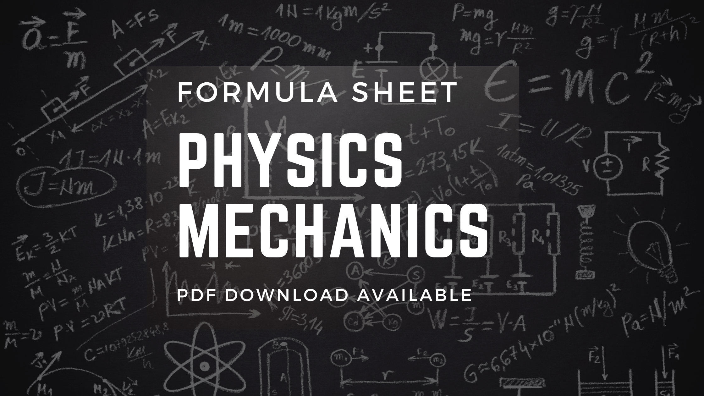 Physics mechanics formula sheet for high school students